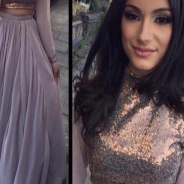 Long Custom Prom Dress,two Pieces Prom Dress,prom Dress With Long ...