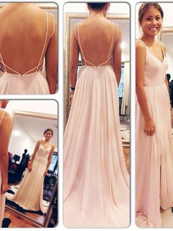 Long Custom Prom Dress,light Pink Prom Dress, Backless Prom Dress ...